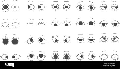 Collection Of Various Hand Drawn Doodle Eyes In Different Expressions