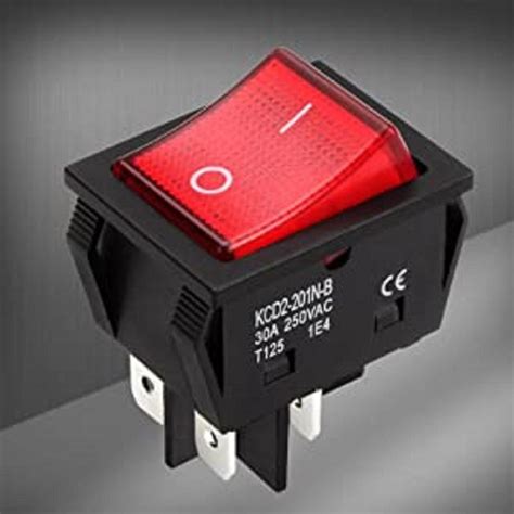 30a 250v Heavy Duty Kcd4 Rocker Switch On Off Dpst 4 Pin With Red Lighted 220v Toggle Switch