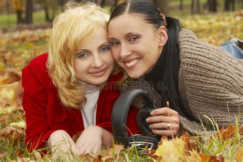Blonde And Brunette Girls Stock Image Image Of Smile 14604255