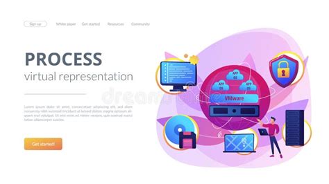 Virtualization Technology Concept Landing Page Stock Vector
