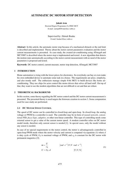 Pdf Automatic Dc Motor Stop Detection Dokumentips