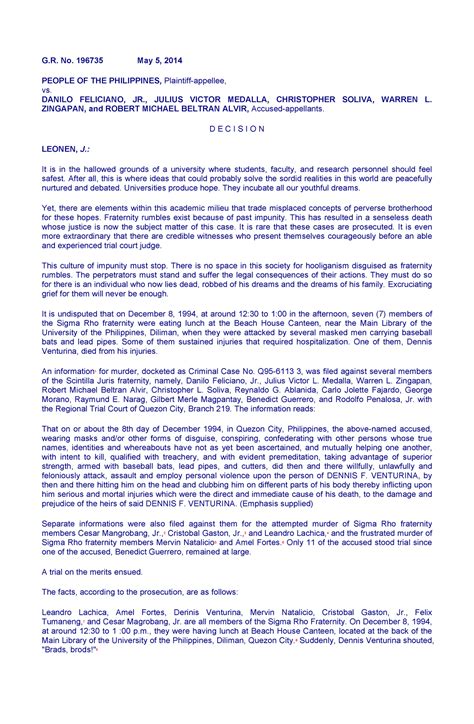 Satges OF Execution Cases G No 196735 May 5 2014 PEOPLE OF THE PHILIPPINES Plaintiff