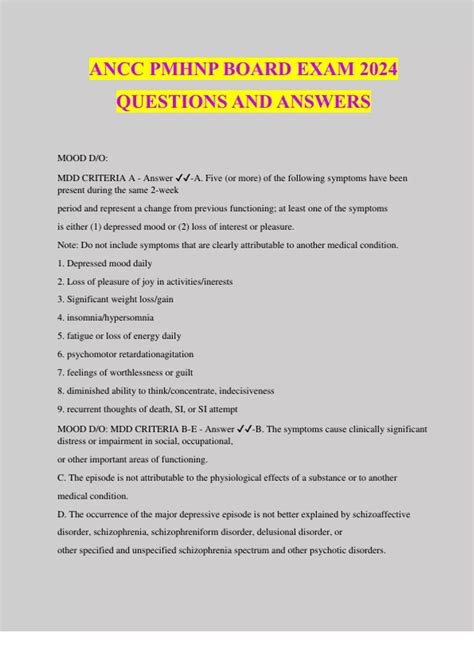 Ancc Pmhnp Board Exam 2024 Questions And Answers Ancc Pmhnp Stuvia Us