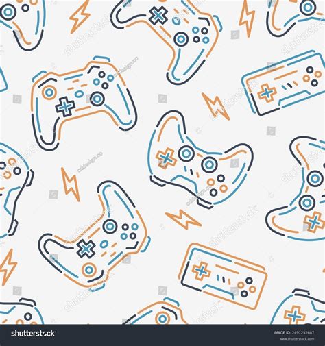 Vector Gamer Seamless Pattern Game Controller Stock Vector Royalty