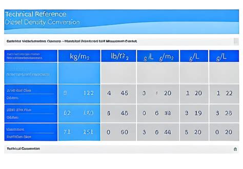 Diesel Fuel Density Conversion Chart Kgm³ To Lbft³ Guide