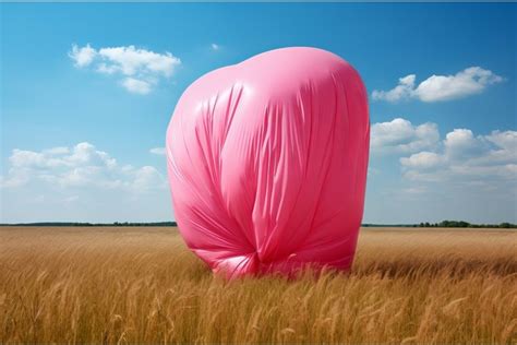 Air Balloon Deflated In Nature Field Generate Ai 3697073
