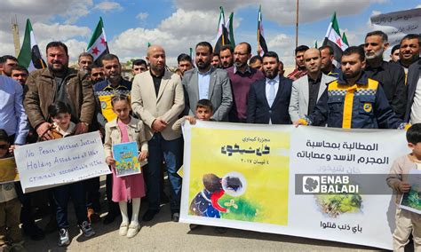 Solidarity Stand To Commemorate 8th Anniversary Of Khan Sheikhoun Chemical Massacre Enab Baladi