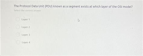 Solved The Protocol Data Unit Pdu ﻿known As A Segment