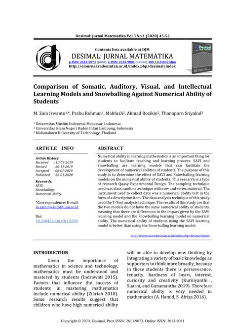 Pdf Comparison Of Somatic Auditory Visual And Intellectual Learning Models And Snowballing