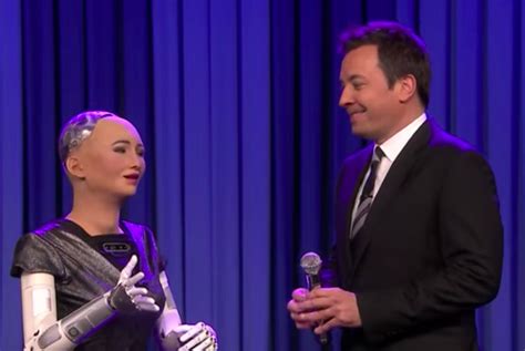 Watch Jimmy Fallon Sings Say Something With Sophia The Robot