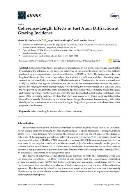 Pdf Coherence Length Effects In Fast Atom Diffraction At Grazing Incidence
