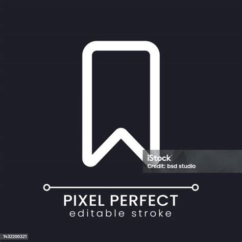 북마크 픽셀 어두운 테마에 대한 완벽한 흰색 선형 Ui 아이콘 개념에 대한 스톡 벡터 아트 및 기타 이미지 개념 검은색 그래픽 사용자 인터페이스 Istock