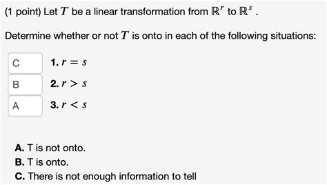 Solved Point Let T Be A Linear Transformation From R To Chegg Com