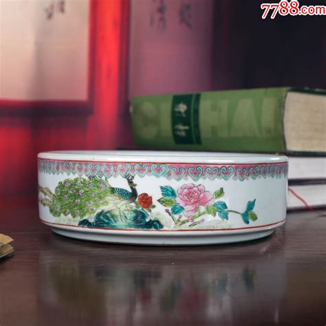 老厂货瓷器手绘孔雀牡丹水洗水浅旧瓷器瓷海渔者【7788收藏收藏热线】