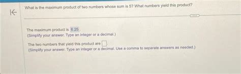 solved what is the maximum product of two numbers whose sum
