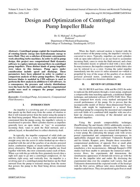 Design And Optimization Of Centrifugal Pump Impeller Blade Pdf Pump