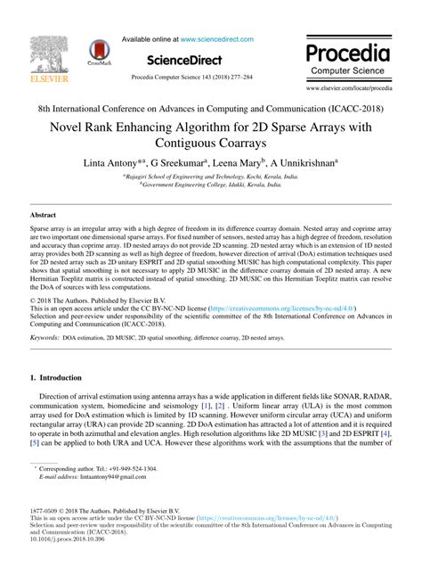 Pdf Novel Rank Enhancing Algorithm For 2d Sparse Arrays With