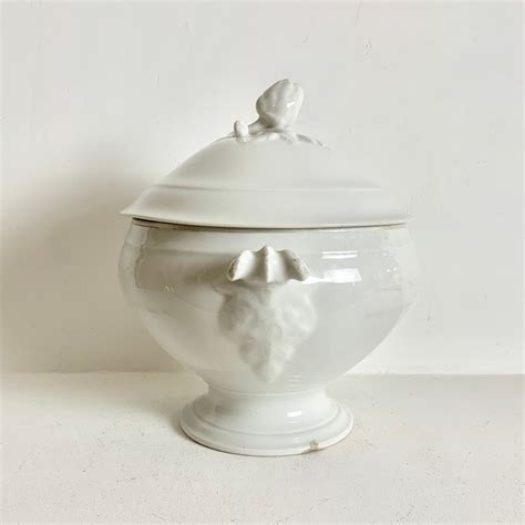 Rare Small French Antique White Ironstone Tureen Antique French