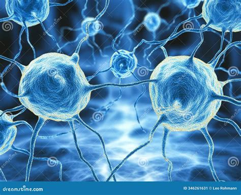 Detailed Visualization Of Neural Cells With Synaptic Connections Highlighting Microscopic Brain