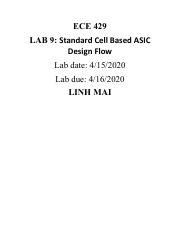 Standard Cell Based ASIC Design Flow In ECE 429 Lab Course Hero