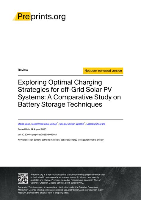 Pdf Exploring Optimal Charging Strategies For Off Grid Solar Pv