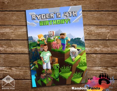 Funny Minecraft Poster Video Game Party Backdrop Random Panda