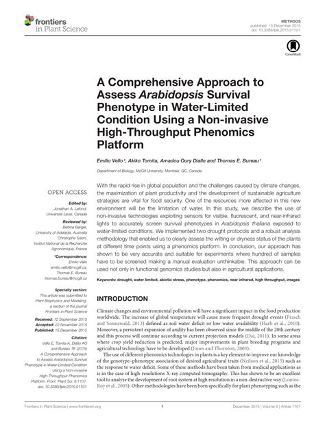 Pdf A Comprehensive Approach To Assess Arabidopsis Survival Phenotype
