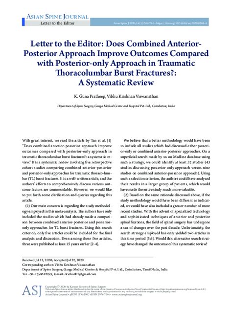 Pdf Letter To The Editor Does Combined Anteriorposterior Approach Improve Outcomes Compared