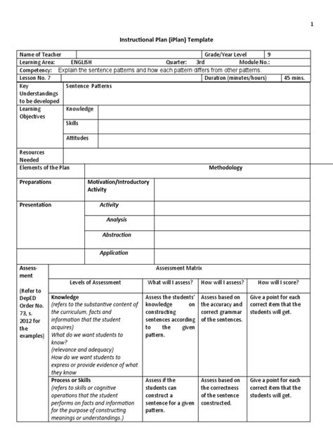 Instructional Plan Iplan Template Download Free Pdf Understanding