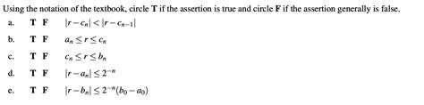 Using The Notation Of The Textbook Circle T If The Chegg Com
