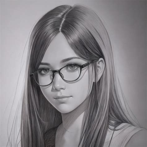 A Drawing Of A Girl With Glasses And A White Shirt Seaart Ai