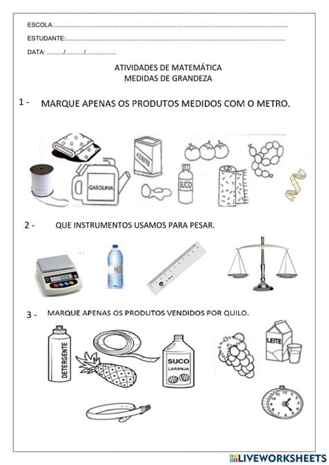 Atividades Medidas De Comprimento Massa E Capacidade Atividades De