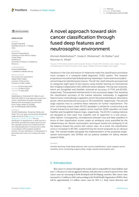 Pdf A Novel Approach Toward Skin Cancer Classification Through Fused Deep Features And