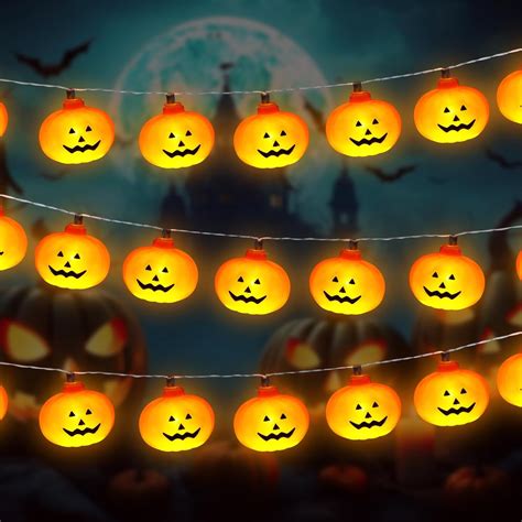 Swoolfe Pumpkin Halloween Lights 2 Modes 9 8 Ft 20 Led