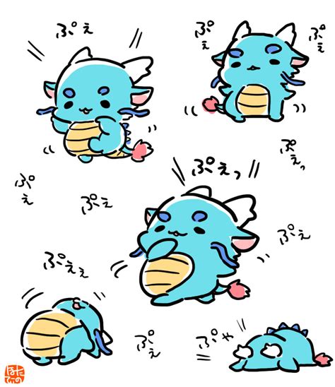 Safebooru Chibi Commentary Request Dragon Eastern Dragon Full Body Highres Hotathino Multiple