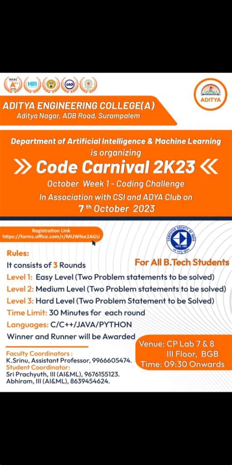Come Code Conquer The Coding Week Week 3 Of Code Carnival 2k23 Intra College Aditya
