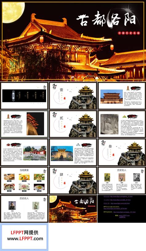 洛阳城市印象家乡介绍旅游ppt模板下载 Lfppt