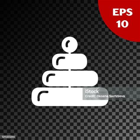 투명 한 어두운 배경에 격리 된 흰색 피라미드 장난감 아이콘입니다 벡터 일러스트레이션 건설 산업에 대한 스톡 벡터 아트 및 기타