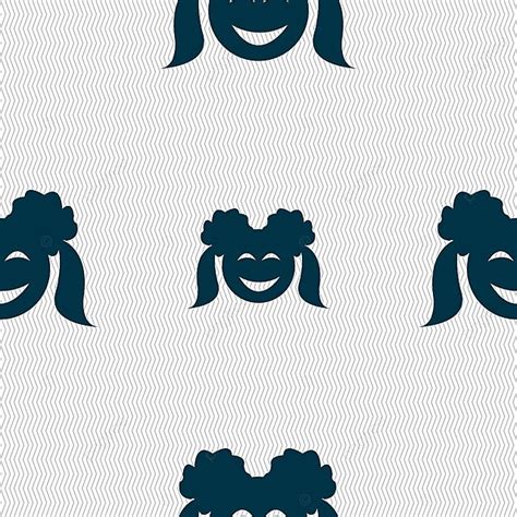 Geometric Texture Seamless Pattern Featuring A Smiling Girl Icon In