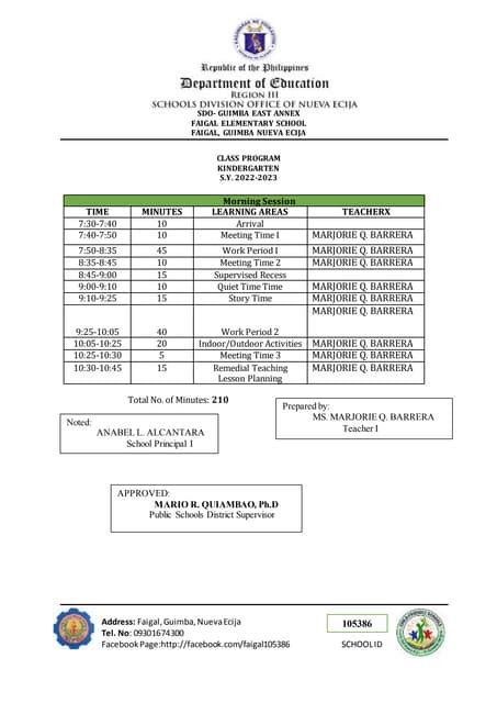 Class Program Template For Educational Purpose Ppt
