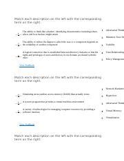 CYB Knowledge Check Docx Match Each Description On The Left With The Corresponding