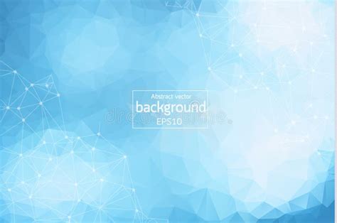 Geometric Blue Polygonal Background Molecule And Communication Connected Lines With Dots