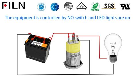 FILN Micro Push Button Switch 16MM Latching Momentary Waterproof Micro Push Button Switch