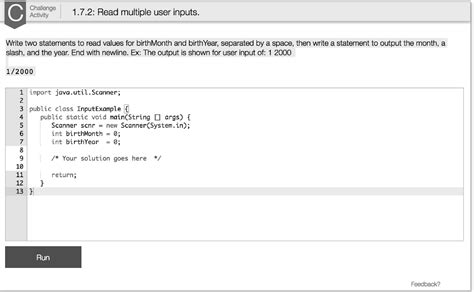 Solved Write Two Statements To Read Values For Birthmonth And Birthyear Separated By A Space