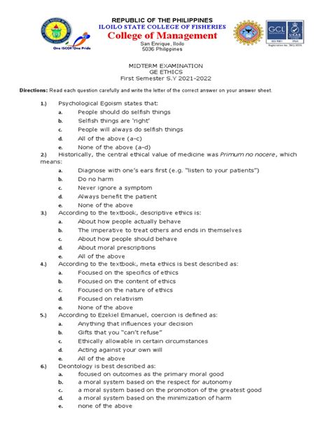 Midterm Exam Ethics Pdf Autonomy Informed Consent
