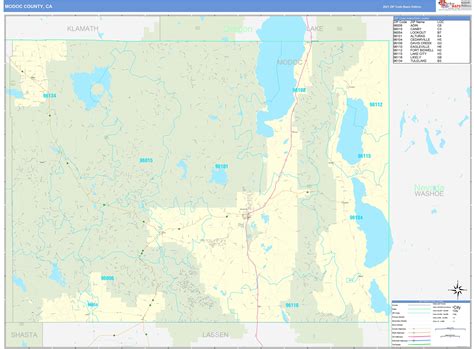 Modoc County Ca Zip Code Wall Map Basic Style By Marketmaps Mapsales