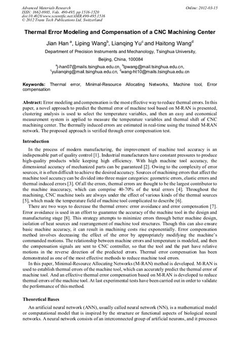 Thermal Error Modeling And Compensation Of A Cnc Machining Center Scientificnet