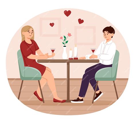 Chico Y Chica En Cita Romántica Vector Premium