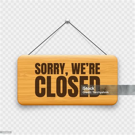 나무 닫힌 교수형 간판 카페 레스토랑 바 또는 소매점을위한 나무 문 표지판으로 만든 빈티지 공지 배너 비즈니스 또는 서비스에 대한 정보 간판 벡터 그림 간판에 대한 스톡