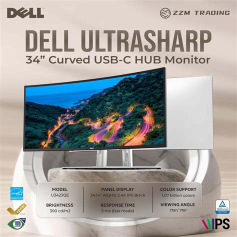 Dell Ultrasharp U We Inch Curved Usb C Hub Monitor Wqhd K Hz Ips Black Zzm
